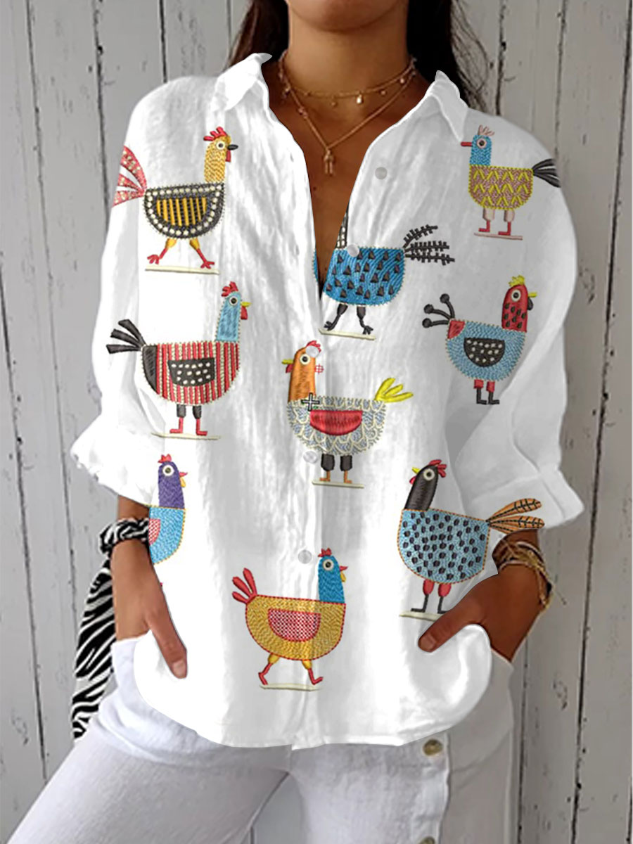 Ingrid | Playful Hen Blouse – Sarah & Oliver