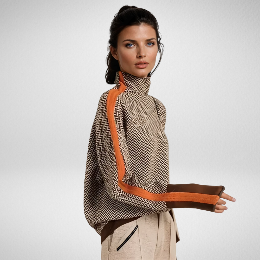 Clemence - Turtleneck Sweater With Contrasting Stripes – Sarah & Oliver